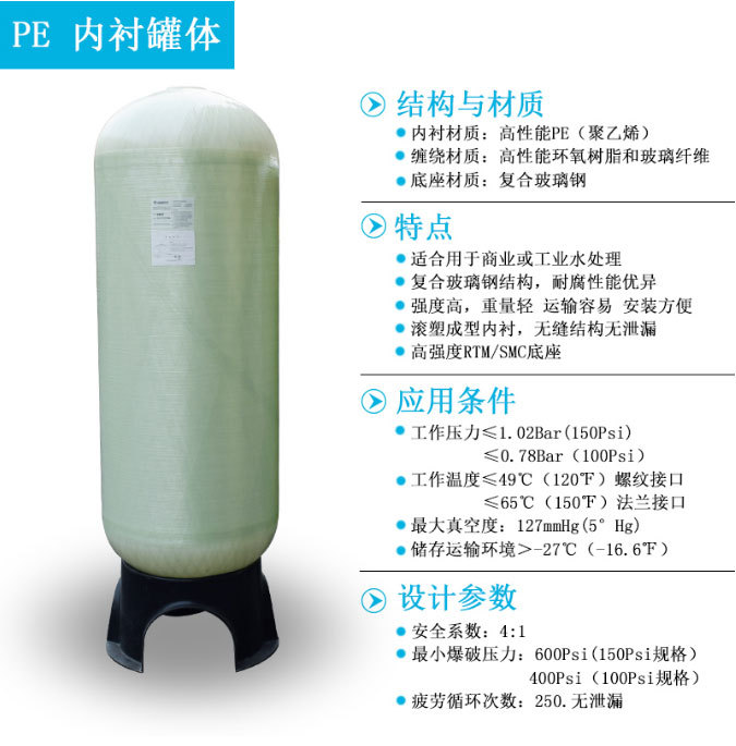 Activated Carbon FRP Pressure Vessel Tank For Multimedia Filter